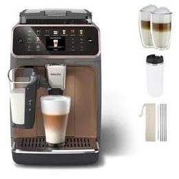 Philips Kaffeevollautomat "EP5544/80 5500 Series, 20 Kaffeespezialitäten (heiß oder eisgekühlt)", grau (grau, kupfer), B:24,6cm H:37,1cm T:43,3cm, Kaffeevollautomaten, LatteGo-Milchsystem, SilentBrew Technologie, Grau/Kupfer, Topseller