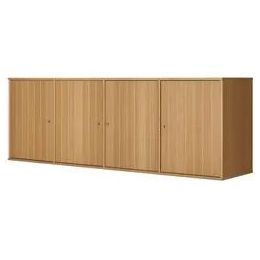 Sideboard HAMMEL FURNITURE "Mistral, Hochwertig Schrank, h&auml;ngend/stehend, mit 4 gerillten T&uuml;ren", braun (eiche, lack, &ouml;l), B:176cm H:61cm T:42cm, Holzwerkstoff, Massivholz, Sideboards, Sideboard, und 4 verstellbare Einlegeb&ouml;den, B: 176 cm, anpassungsbar Designm&ouml;bel