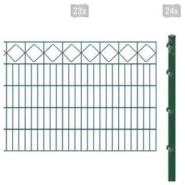 Doppelstabmattenzaun Arvotec "ESSENTIAL 100 zum Einbetonieren "Karo" mit Zierleiste", grün (dunkelgrün), H:100cm, Kunststoff, Stahl, Zaunelemente, Zaunhöhe 100 cm, Zaunlänge 2 - 60 m