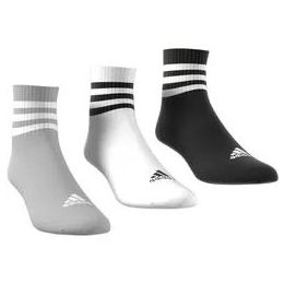 Funktionssocken Adidas PERFORMANCE "3STREIFEN CUSHIONED SPORTSWEAR MIDCUT SOCKEN, 3 PAAR", Herren, Gr. XL (46/48), blau (medium grau heather, weiß, schwarz), Obermaterial: 59% Baumwolle, 38% Polyester, 2% Elasthan, 1% Nylon, Socken
