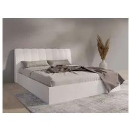 Bett Home Affaire "Bett Malissa mit gepolstertem Kopfteil ohne Stauraum", weiß, B:186,6cm H:100cm L:206,4cm, Betten, Bettgestell, Schlaffläche 180x200 cm, BxTxH 186,6 x 206,4 x 100 cm
