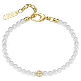 Armband "mit Zirkonia und Muschelkern-Perlen, Silber 925", gold, Giorgio Martello MILANO, Armb&auml;nder, Damen, 20cm, Silber 925 (Sterlingsilber), Armband