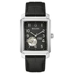Automatikuhr Bulova "Sutton", schwarz, Armbanduhren, Damen, Armbanduhr, Herrenuhr, Damenuhr, Lederarmband