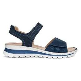 Keilsandalette Ara "TAMPA", Damen, Gr. 35, blau (nachtblau), Glattleder, Veloursleder, unifarben, Schuhe, Sommerschuh, Sandale, Keilabsatz, mit Klettverschlüssen, G-Weite