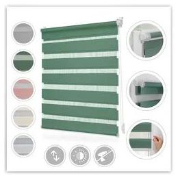 Doppelrollo LICHTBLICK ORIGINAL "Duo-Rollo Klemmfix, ohne Bohren, blickdicht" Gr. 9, grün (salbei, weiß), B:85cm H:130cm, Polyester, Rollos, einfache Montage des Rollos