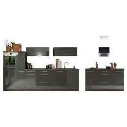 Küche respekta "Amanda", grau (küche: grau, front: grau, korpus: eiche grau nachbildung, arbeitsplatte: eiche grau nachbildung), B:310cm H:200cm T:60cm, Komplettküchen-Sets, Breite 280/160 cm, mit Soft-Close, exklusiver Konfiguration für OTTO