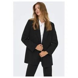 Longblazer Only "ONLLANA-BERRY L/S REG BLAZER TLR CS", Damen, Gr. 34, schwarz (schwarz detail:with leo lining), Web, Obermaterial: 87% Polyester, 13% Elasthan, unifarben, regular fit Po-bedeckend, Blazer Longblazer, Materialmix, regular fit