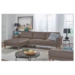Ecksofa "CR.450, Designecksofa, Polsterecke, L-Form, 282/178 cm (B/T)", beige (beigegrau 534, 26), B:282cm H:85cm T:178cm, NaturLEDER OSKAR (echtes Rindsleder), CREATION BY ROLF BENZ, Sofas, abgerundete Armlehne Schnecke, modern Landhaus, Leder oder Chenille