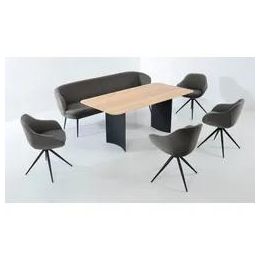 K+w Komfort & Wohnen Essgruppe K+W KOMFORT & WOHNEN "ZOOM", braun (schoko 78,), Leder Longlife BRONCO, Sitzmöbel-Sets, abgerundete Essgruppe mit Solobank, 4 Sesseln und 1 Tisch