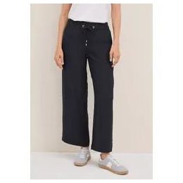 Culotte Cecil, Damen, Gr. XL, Länge 30, blau (urban dunkelblau), Stoff, 54% Lyocell, 46% Viskose, unifarben, loose fit lang, Hosen, High Waist