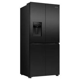 HISENSE Multi Door "RQ5P470SY", Energieeffizienz: D (A-G), silber (schwarz), Display außen, Kühlschränke, Wasser-/Eisspender