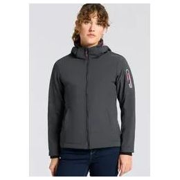 Softshelljacke CMP "WOMAN JACKET ZIP HOOD", Damen, Gr. 46, antracite, pe, Obermaterial: 96% Polyester, 4% Elasthan. Futter: 100% Polyester, Jacken Softshelljacke, sportlicher Stil, w&auml;rmend, wind- und wasserabweisend