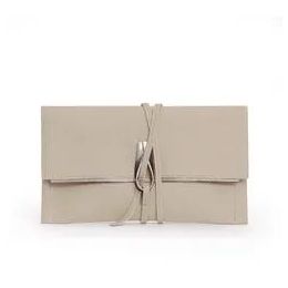 Clutch Gretchen "Opal Loop", Damen, Gr. B/H/T: 25cm x 20cm x 20cm, beige (beige, silberfarben), Leder, Taschen, mit eleganter Metall-Schleife