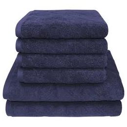 Handtuch Set Dyckhoff "City Lights", blau (ultramarin), 6 Stk., Walkfrottier, Obermaterial: 100% Baumwolle, Handtuch-Sets, 4 Handtücher (50x100cm), 2 Duschtücher (70x140cm)