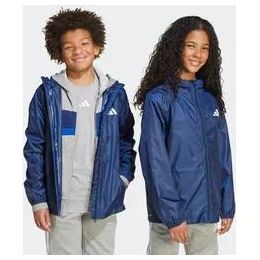 Regenjacke Adidas SPORTSWEAR "J RAIN JKT", Kinder, Gr. 152, blau (dunkelblau), Obermaterial: 100% Polyester, normal, Jacken