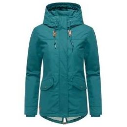 Winterjacke Ragwear "Parkker Warm YOUMODO", Damen, Gr. XL (42), ocean, Obermaterial: 65% Polyester, 35% Baumwolle. Innenfutter: 100% Polyester. Wattierung: 100% Polyester, figurumspielend Po-bedeckend, hoch geschlossener Ausschnitt, eng Rippstrickb&uuml;ndchen verstellbar, Jacken Winterjacke, Winter Parka mit kuscheligem Teddy-Innenfutter