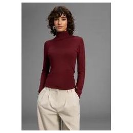 Rollkragenpullover Laura Scott, Damen, Gr. 34, bordeaux, mel, Feinstrick, Obermaterial: 70% Viskose, 30% Polyamid, unifarben, Basic, sehr figurbetont hüftbedeckend, hoch geschlossener Ausschnitt, Rippbündchen, Pullover, Feinstrick in figurbetonter Longform