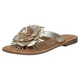 Zehentrenner Lazamani "Lazamani Zehensteg Leder", Damen, Gr. 38, gold, Leder, Schuhe
