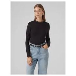 Véro Moda Stehkragenshirt VERO MODA "VMROSA LS HIGHNECK TOP JRS NOOS", Damen, Gr. S, schwarz, Jersey, Obermaterial: 95% Viskose, 5% Elasthan, unifarben, slim fit normal, Rundhals, Shirts