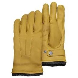 Lederhandschuhe Pearlwood "Newton", Damen, Gr. 9.5, gelb, Ziegenleder, Handschuhe, leichte Vintage Optik durch Waxfinish