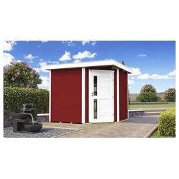 Gartenhaus Weka "229 A", rot (rot, weiß), Fußboden im Gartenhaus, ohne Dacheindeckung, Holzwerkstoff, Gartenhäuser