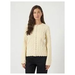 Strickjacke Y.A.S "YASBUBERA LS KNIT CARDIGAN S. NOOS", Damen, Gr. M, birch, Strick, Obermaterial: 52% Polyester, 24% Polyacryl, 15% Nylon, 6% Wolle, 3% Elasthan, unifarben, regular fit normal, Rundhals, Strickjacken Strickjacke