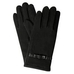 Strickhandschuhe Capelli New York, Damen, schwarz, Jersey, Materialmix, unifarben, Handschuhe, mit Zierschleife, Metall-Logo, Feinstrick