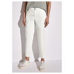 Chinohose Street One, Damen, Gr. 44, Länge 28, weiß (sanftes weiß), Web, 97% Baumwolle, 3% Elasthan, unifarben, comfort fit lang, Hosen, mit Elastikbund
