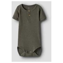 Kurzarmbody name it "NBMKAB SS BODY NOOS", Baby, Gr. 68, N-Gr, bungee cord detail:melange, Obermaterial: 57% Baumwolle, 38% Modal, 5% Elasthan, meliert, regular fit normal, Rundhals, Bodys