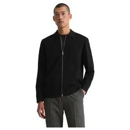 Marc O'Polo Strickjacke MARC O'POLO, Herren, Gr. XL, schwarz, Obermaterial: 88% Schurwolle, 12% Polyamid, normal, Rippbündchen, Strickjacken, Overshirt-Strickjacke regular fit in kompakter Boiled Wool Optik