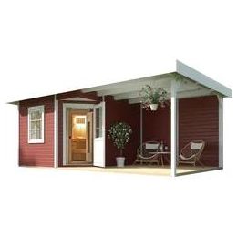 Saunahaus Weka "Salo", rot (schwedenrot), Saunaofen, externe Steuerung, 7,5 kW, Saunen, 7,5 kW-Ofen mit digitaler Steuerung