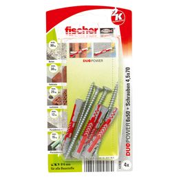 Fischer Montage-Set 'Duopower' D&uuml;bel und Schrauben, &Oslash; 6 x 50 mm, 4-teilig