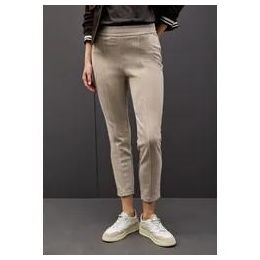 Stoffhose Street One "Style Hope", Damen, Gr. 38, Länge 28, schwarz morn beige, Web, Obermaterial: 90% Polyester, 10% Elasthan, unifarben, skinny fit lang, Hosen, mit elastischem Bund