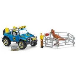 Spielfigur Schleich "DINOSAURS, Geländewagen mit Dino-Außenposten (41464)", bunt, Spielfiguren, Kinder, Kunststoff