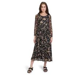 Maxikleid Vera Mont "Damen Maxikleid mit Blumenprint", Damen, Gr. 38, Normalgrößen, schwarz (schwarz, beige), Obermaterial: 92% Polyester, 8% Elasthan. Futter: 100% Polyester., tailliert lang, Rundhals, Kleider, Material