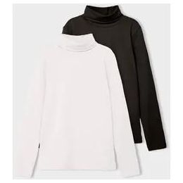 T-Shirt name it "NKNVIGGO 2P LS SLIM ROLLNECK O NOOS", Jungen, Gr. 116, weiß (weiß alyssum), Jersey, Obermaterial: 95% Baumwolle, 5% Elasthan, unifarben, slim fit normal, Rundhals, Shirts