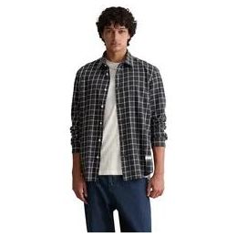 Marc O'Polo Langarmhemd MARC O'POLO DENIM, Herren, Gr. L, N-Gr, dunkelblau, Web, Obermaterial: 100% Baumwolle, kariert, regular fit normal, 2-Knopf-Manschette, Hemden, Businesshemd, Kentkragen, garngefärbtes Karomuster, regular fit