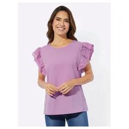 Blusentop Classic Basics, Damen, Gr. 48, lila (orchidee), 100% Baumwolle, Spitze:100% Baumwolle, unifarben, Rundhals, Blusen
