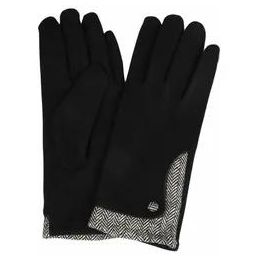 Strickhandschuhe Capelli New York, Damen, schwarz, Jersey, Materialmix, Fischgratmuster, unifarben, Handschuhe, mit Fischgrätmuster