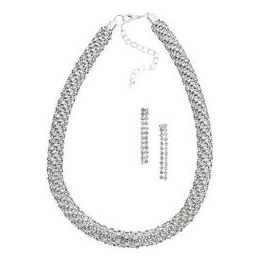 Ohrring und Ketten Set Firetti "Strass-Schmuckset, edel, elegant und glamour&ouml;s", wei&szlig; (metallfarben, wei&szlig;, wei&szlig;), Schmuck_Sets, Damen, Metall, mit Glasstein