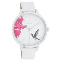 Quarzuhr Oozoo, weiß, Armbanduhren, Damen, Armbanduhr, Damenuhr, Lederarmband, Kolibri