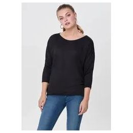 3/4-Arm-Shirt Only "ONLELCOS 4/5 SOLID TOP", Damen, Gr. M, schwarz, Jersey, Obermaterial: 95% Polyester, 5% Elasthan, unifarben, figurumspielend normal, Rundhals, Shirts