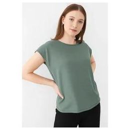 Kurzarmshirt Only "ONLCLAUDIA S/S GLITTER STRIPE TOP JRS", Damen, Gr. M, gold (laurel wreath detail:gold lurex stripe), Jersey, Obermaterial: 81% Viskose, 11% Elasthan, 8% metallisierte Fasern, Glanzfaden, unifarben, regular fit normal, Rundhals, Shirts