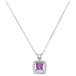 Collier "mit Zirkonia, Silber 925", pink, Giorgio Martello MILANO, Halsketten, Damen, 45cm, Silber 925 (Sterlingsilber), Collier