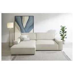 Ecksofa Home Affaire "NEU: SHERWOOD XXL 284, Big-Sofa L-Form, tiefe Sitzfläche 95 cm, Cord", beige (hellbeige), B:284cm H:90cm T:195cm, 100% Polyester, Sofas, Recamiere rechts/links, als Schlafsofa stellbar, Cord u. Leinenoptik
