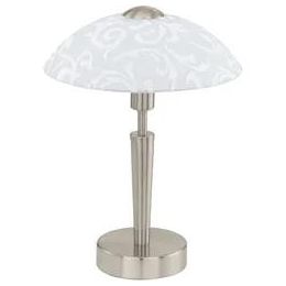 Eglo Tischleuchte "SOLO Tischlampe, Stahl und Glas, E14, IP20, Schreibtischlampe, Lampe", wei&szlig; (nickelfarben, wei&szlig;), 1, &Oslash; 26,5cm H: 32cm, Leuchten, Tischleuchte, H32 x &Oslash;26,5 cm, nickel-matt, 1X60W exkl., Tischleuchte