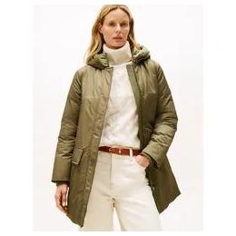 Wintermantel Tommy Hilfiger "PADDED NYLON REG PARKA", Damen, Gr. L (40), grün (utility olive), Web, Obermaterial: 59% Baumwolle, 41% Polyester, unifarben, Mäntel