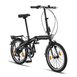 Licorne Bike Conseres Premium Falt Bike in 20 Zoll - Fahrrad f&uuml;r Herren, Jungen, M&auml;dchen und Damen - Shimano 6 Gang-Schaltung - Hollandfahrrad Zoll:20;Farbe:Schwarz