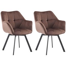 CLP 2er Set Esszimmerstuhl Jordi aus Samt Drehbarer Sessel f&uuml;r Wohn- und Essbereiche Ergonomisches Design belastbar bis 150 kg