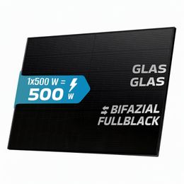 SUNNIVA&reg; Solarmodul 2x 500 W FULL BLACK Bifazial Glas/Glas PV Modul Solarpanel - PMax 1000W (2x500W) Bifacial N-Type, f&uuml;r Balkonkraftwerk oder PV Solar Anlage